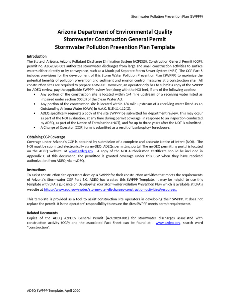 SWPPP Template | PDF | Stormwater | Water