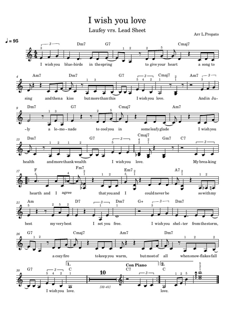 Laufey's "I Wish You Love" Lead Sheet | PDF