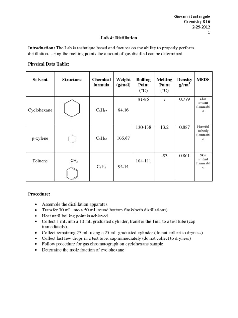 chem 8 Lab 4 | Distillation | Gas Chromatography | Free 30-day Trial ...