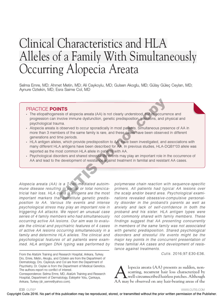 Clinical Characteristics and HLA in family with AA | PDF | Human ...