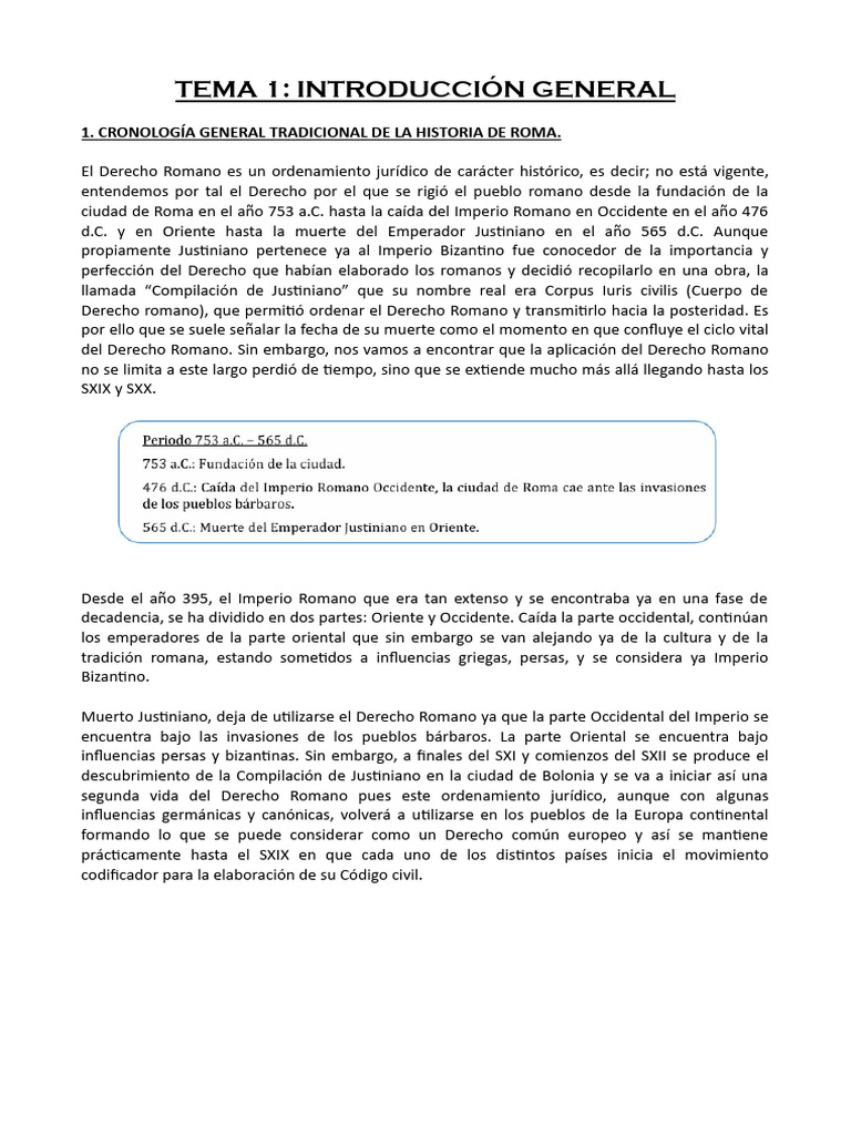Tema1 Introducción | PDF | Ley romana | imperio Bizantino