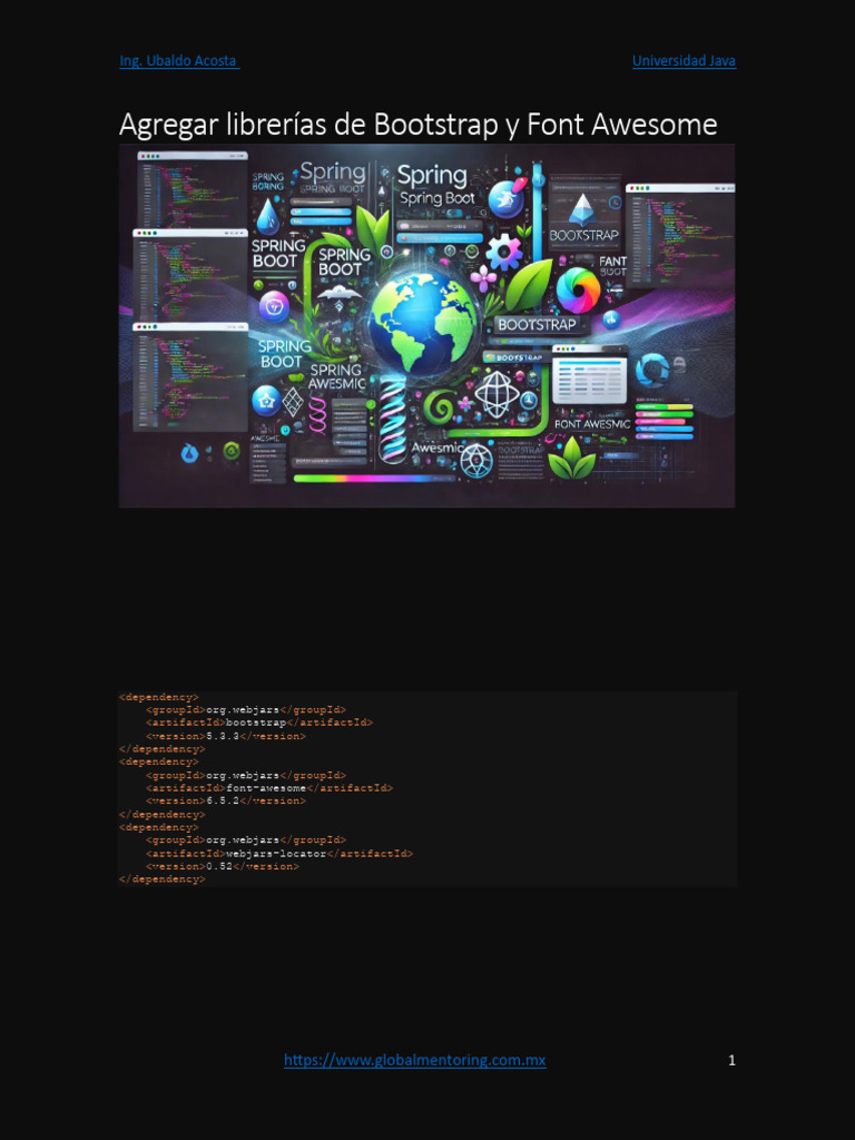 Agregar Librerías de Bootstrap y Font Awesome Al Proyecto de Spring | PDF
