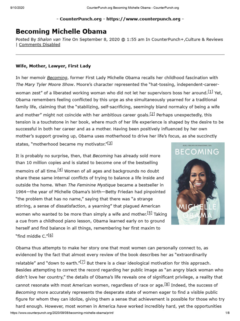 Becoming Michelle Obama | PDF | Feminism | Gender Studies