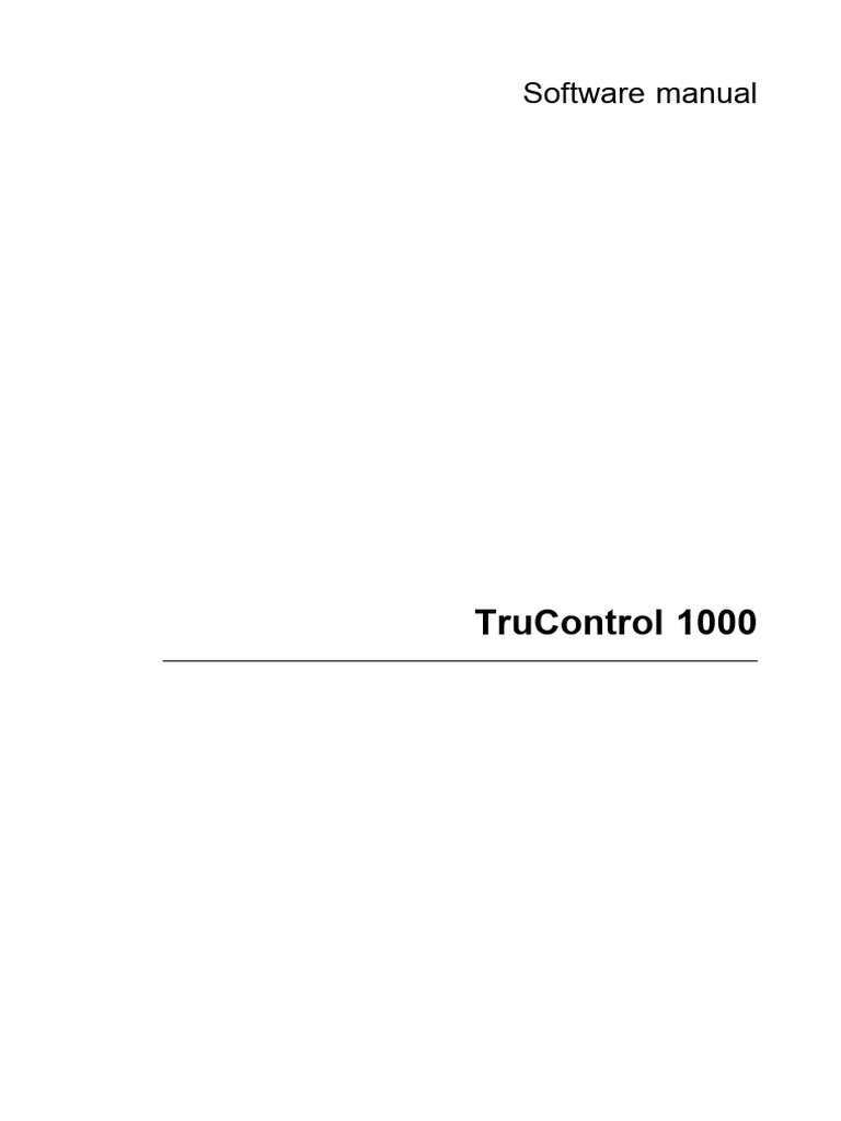 10 06 80 A1 Cr02 TruControl 1000 Software Manual | PDF | Touchscreen | Personal Computers