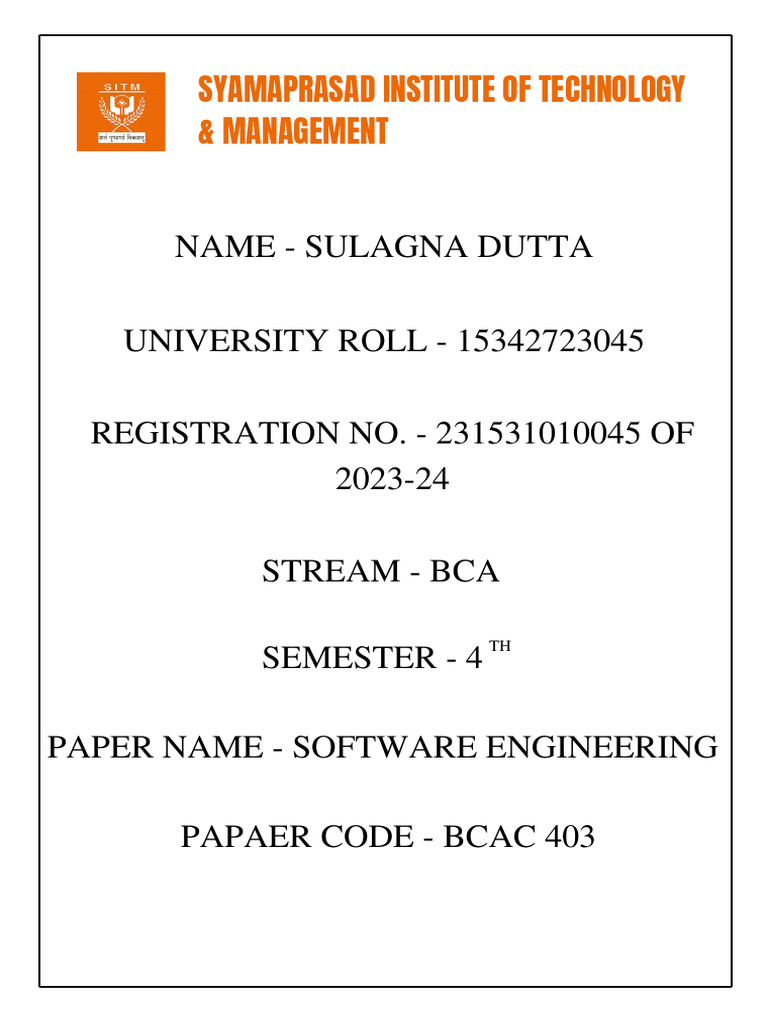 Sulagna Dutta 15342723045 SE | PDF | Performance Indicator | Software Development
