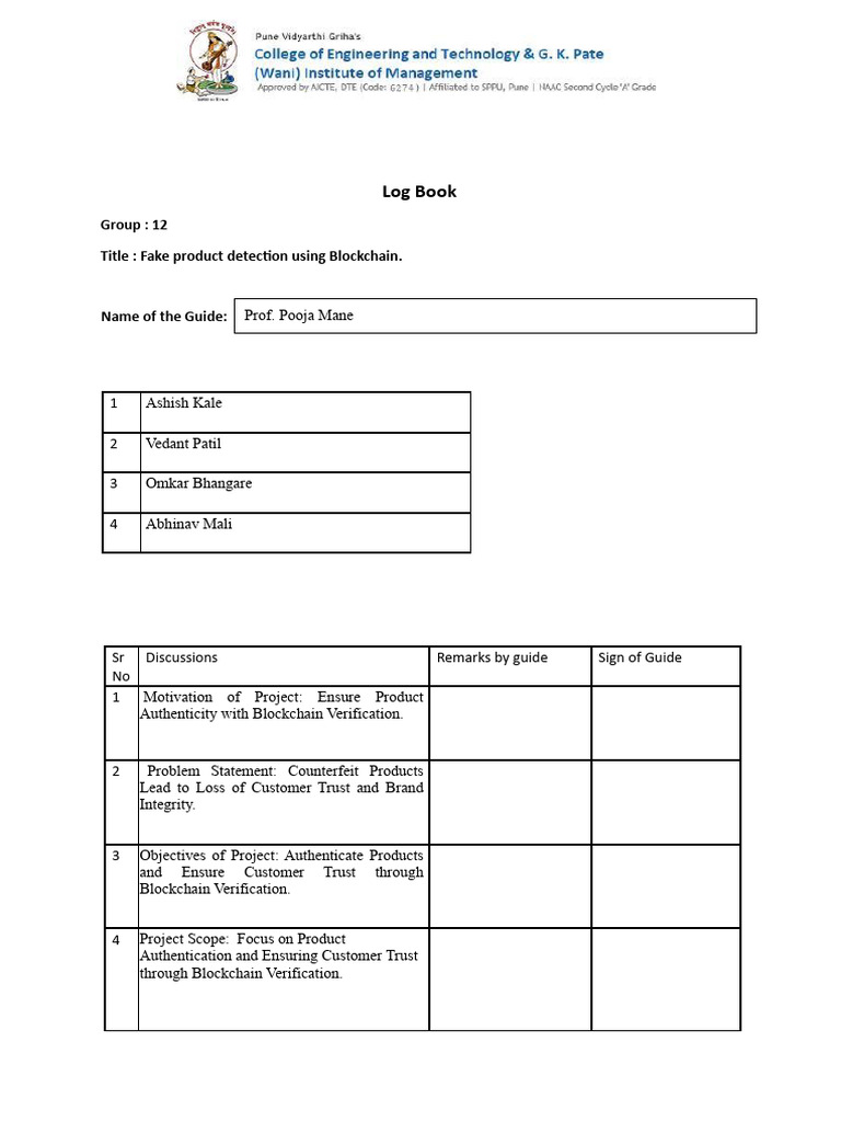 Log Book 2024-25 Group 12 | PDF
