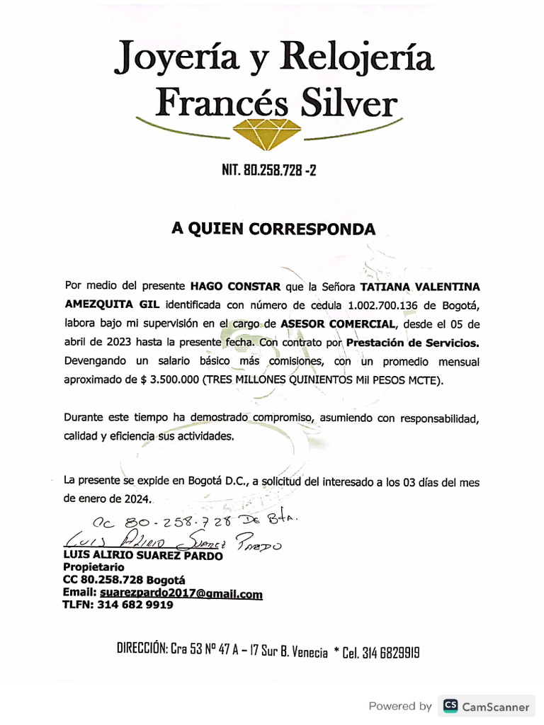 TATIANA VALENTINA AMEZQUITA GIL Carat | PDF