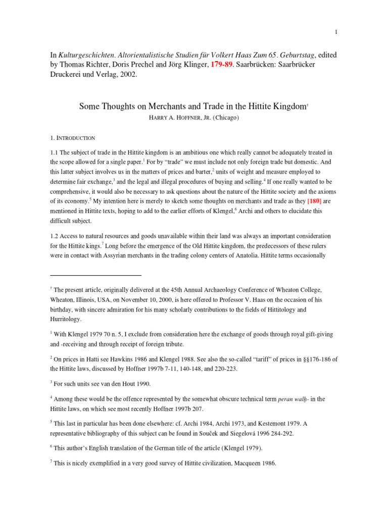 Hittite Trade and Merchant Practices | PDF | Hittites