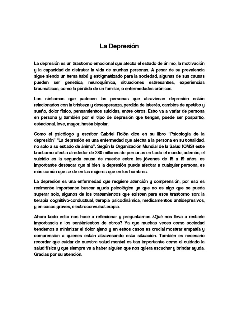 Causas y síntomas de la depresión | PDF