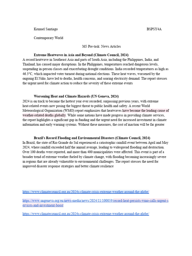 M5 Pre-task_ News Articles | PDF | Heat Wave | Climate