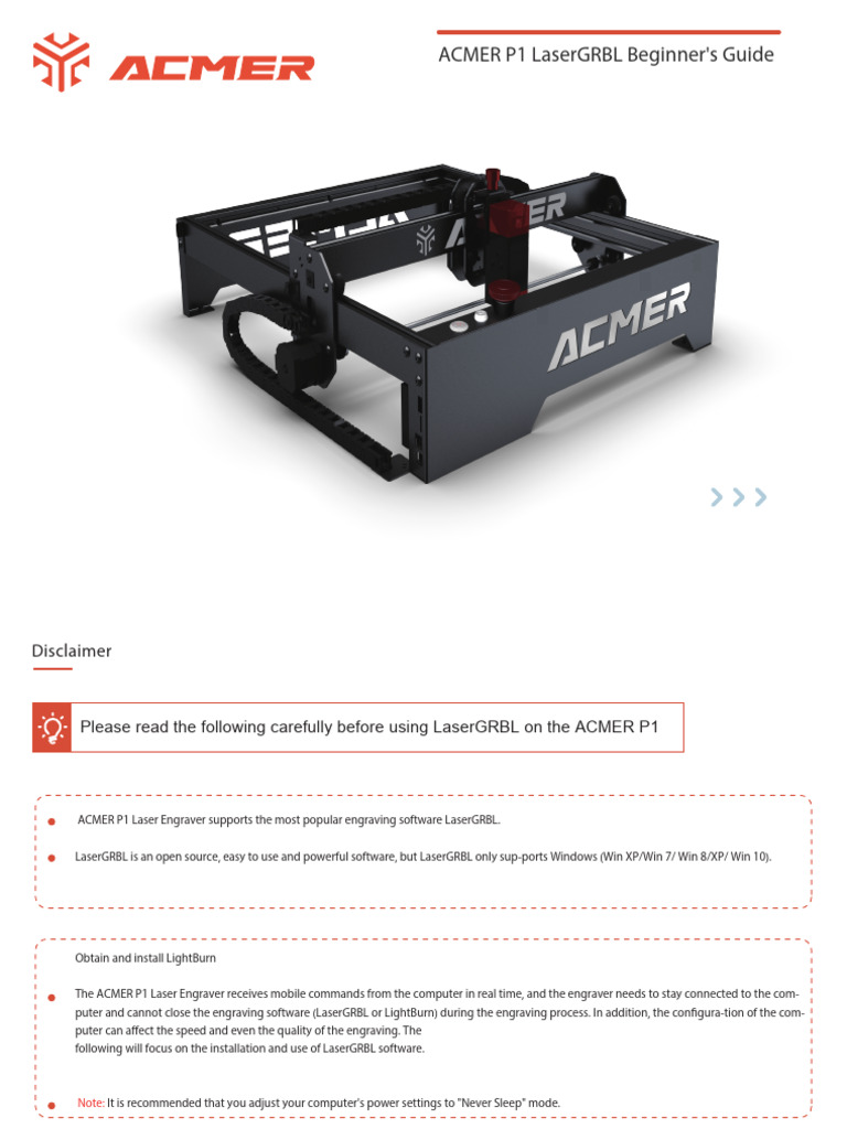 Acmer p1 Lasergrbl User Manual | PDF | Microsoft Windows | Windows Xp