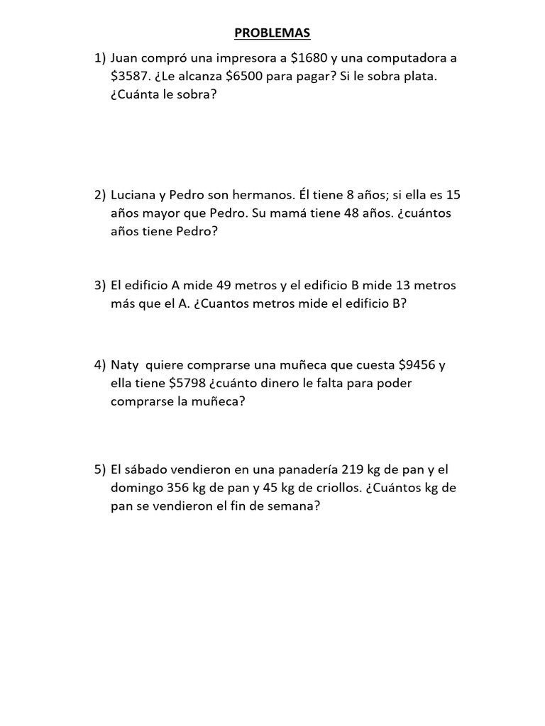 PROBLEMAS Matematic | PDF