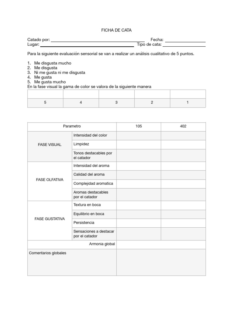 Ficha de Cata de Vinos | PDF