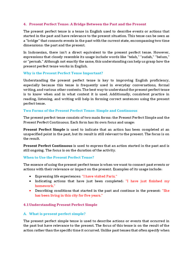Understanding Present Perfect Tense | PDF | Verb | Grammatical Tense