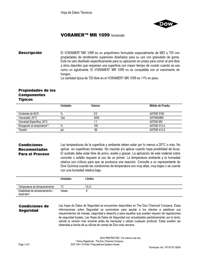 TDS Voramer MR 1099 | PDF