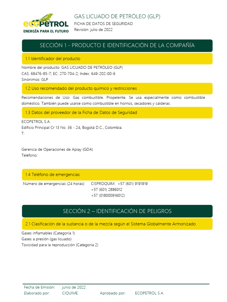 FDS - GAS LICUADO DE PETROLEO (GLP) | PDF | Agua