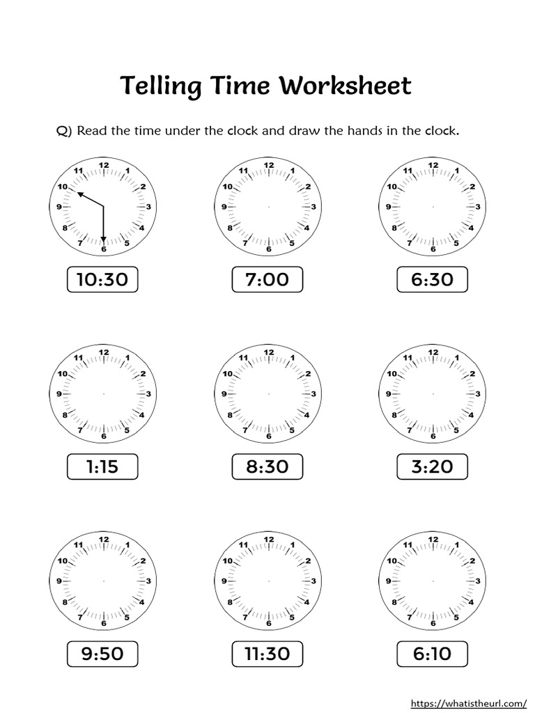Telling Time Worksheets for Kids | PDF