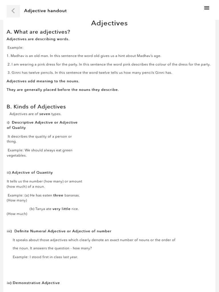 Adjectives | PDF | Adjective | Noun
