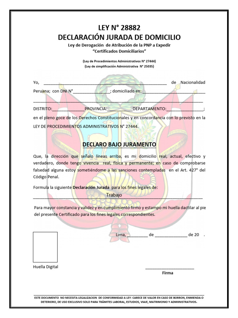 Declaracion Jurada Domicilo | PDF