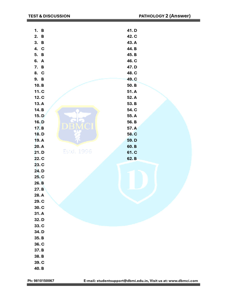 Pathology Part 2 Answer Key | PDF