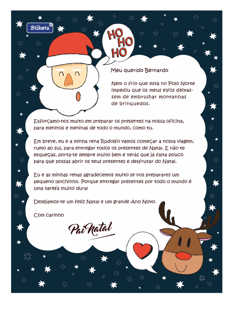 Carta Do Pai Natal e A Rena Rodolfo | PDF