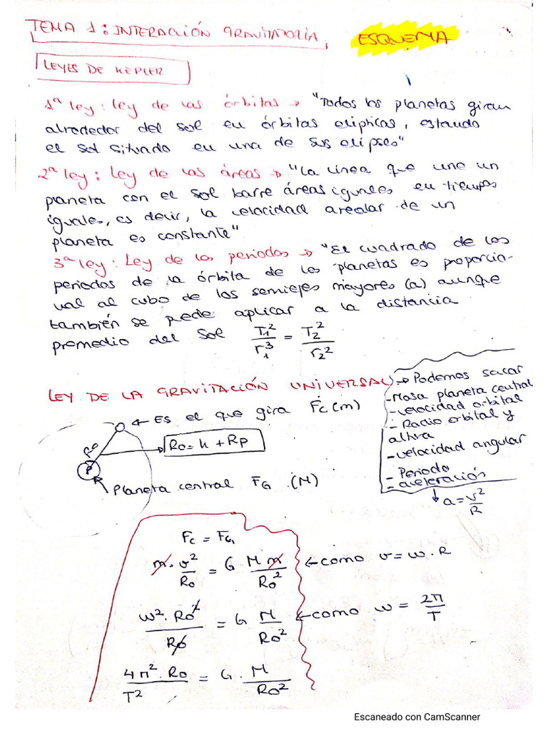 Esquema y Ejercicios Resueltos de Gravitatorio | PDF
