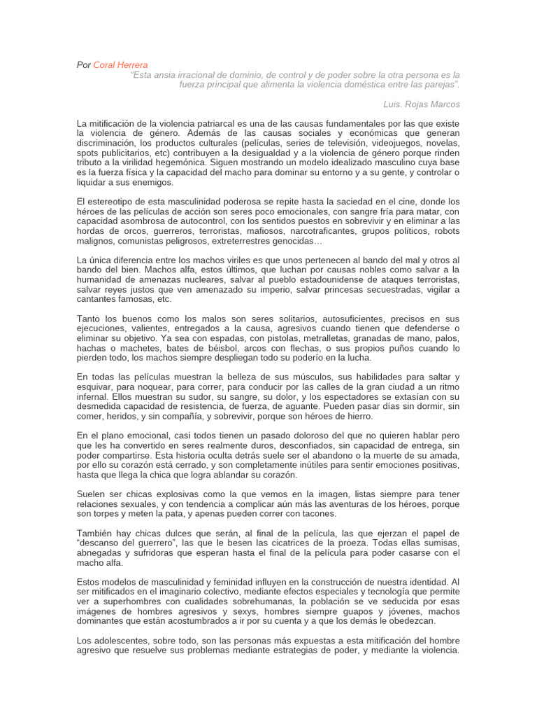la mitificacion del macho violento | PDF | Masculinidad | Violencia