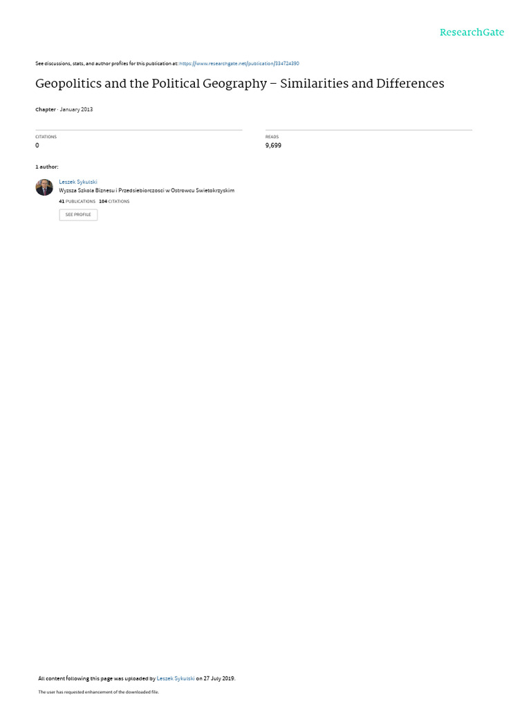 Geopolitics and The Political Geography | PDF | Geography | Science