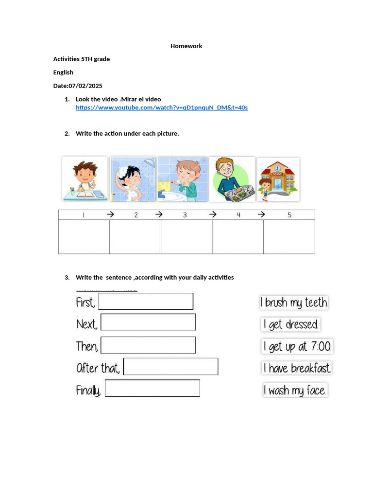 5th Grade English Homework Activities | PDF