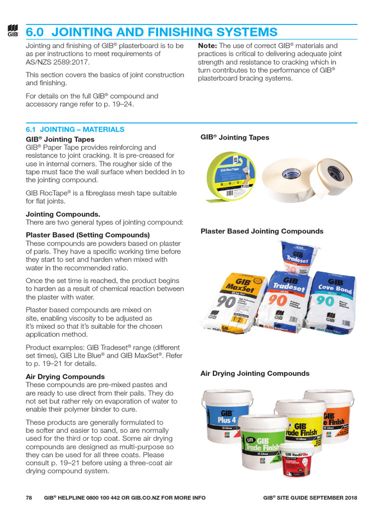 GIB Site Guide 2018 Finishing | PDF | Drywall | Plaster