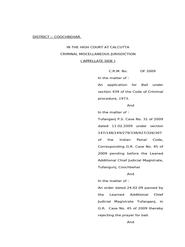 Bail Application 439 Before Session Court | PDF | Bail | Affidavit