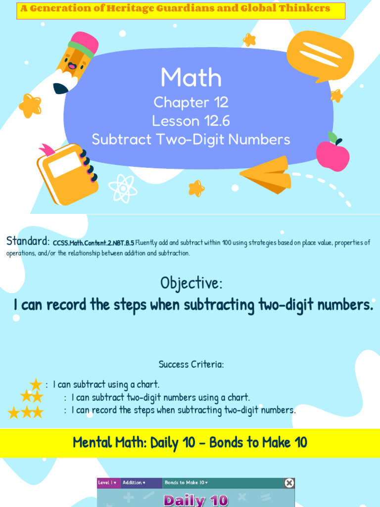Lesson 1 - Subtract Two-Digit Numbers | PDF