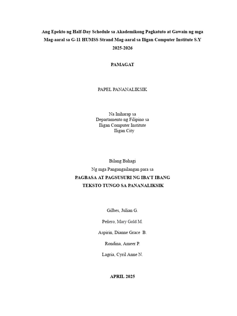 Ici Format Pananaliksik 1 | PDF