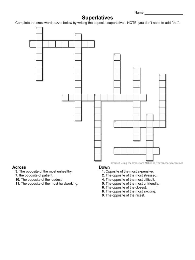 Superlatives Crossword | PDF