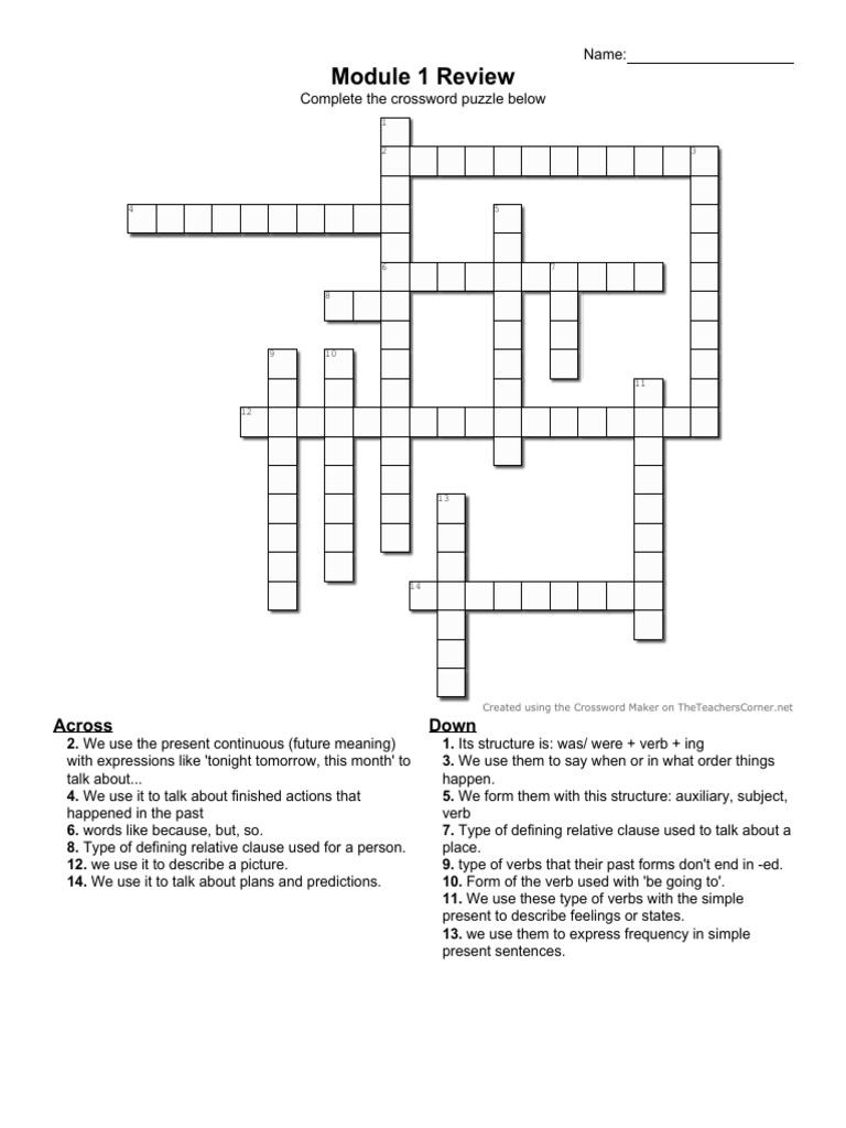 Elementary English Crossword | PDF