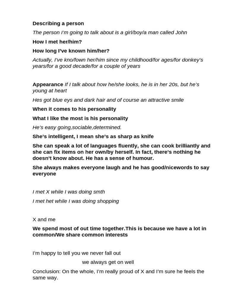 Describing A Person (Intermediate) | PDF