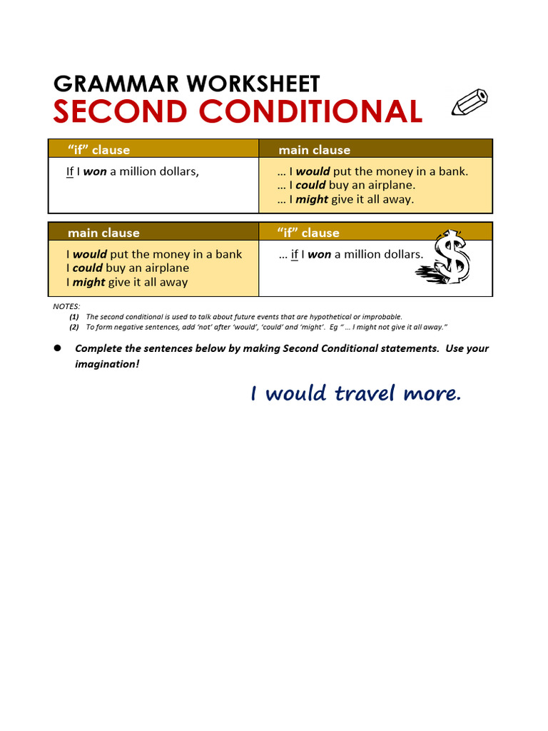 Second Conditional Grammar Worksheet | PDF