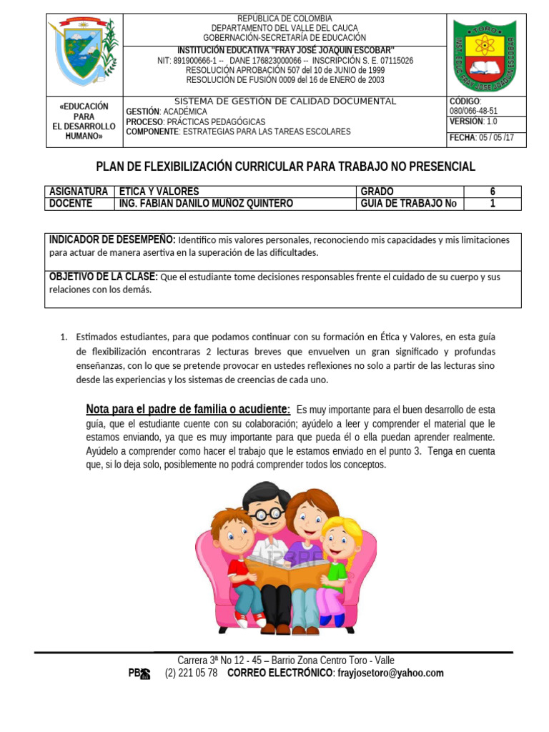 Guía de Ética y Valores para 6° Grado | PDF | Maestros