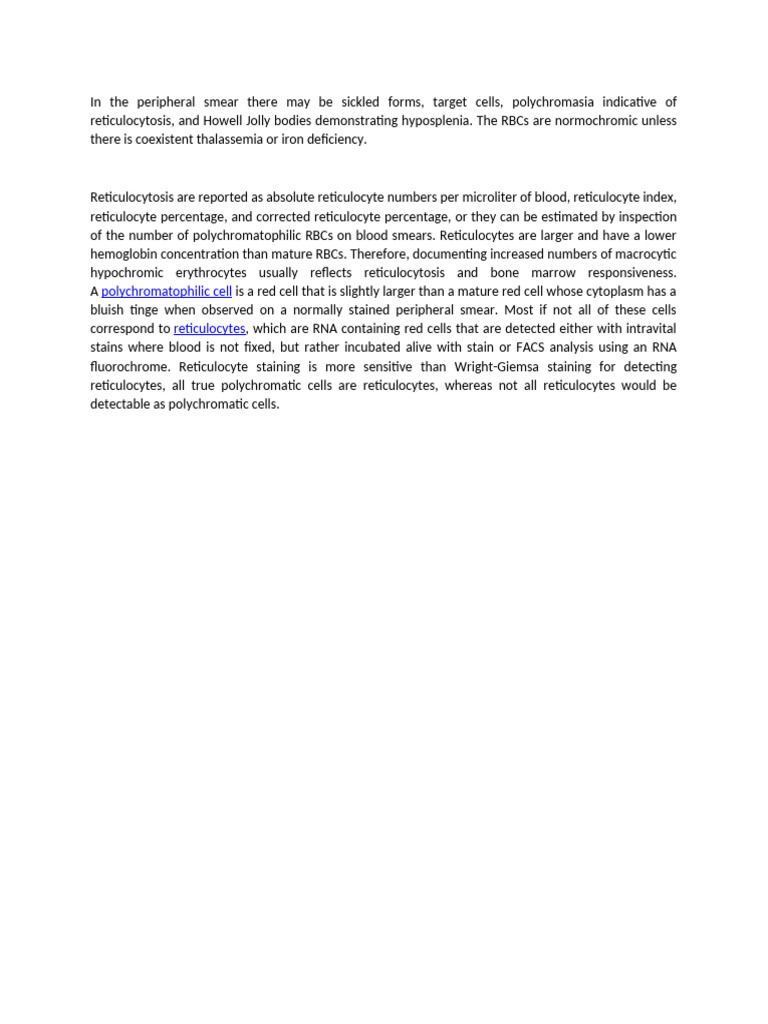 In The Peripheral Smear There May Be Sickled Forms | PDF | Red Blood ...