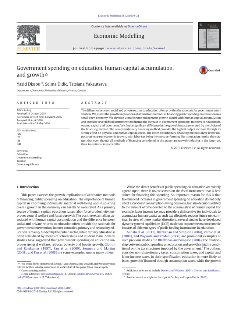Government Spending On Education, Human Capital Accumulation | PDF ...
