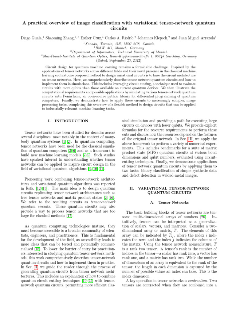 A Practical Overview of Image Classification With Variational Tensor-Network Quantum | PDF ...