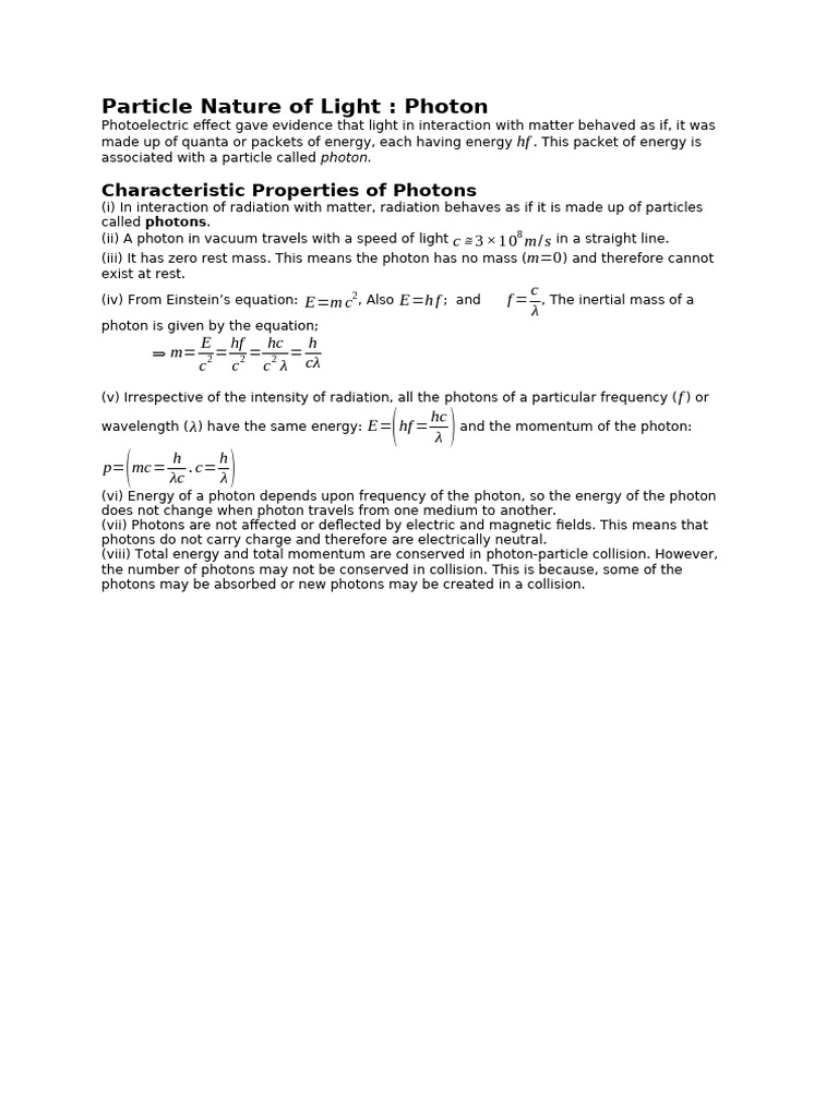 Understanding Photon Properties | PDF