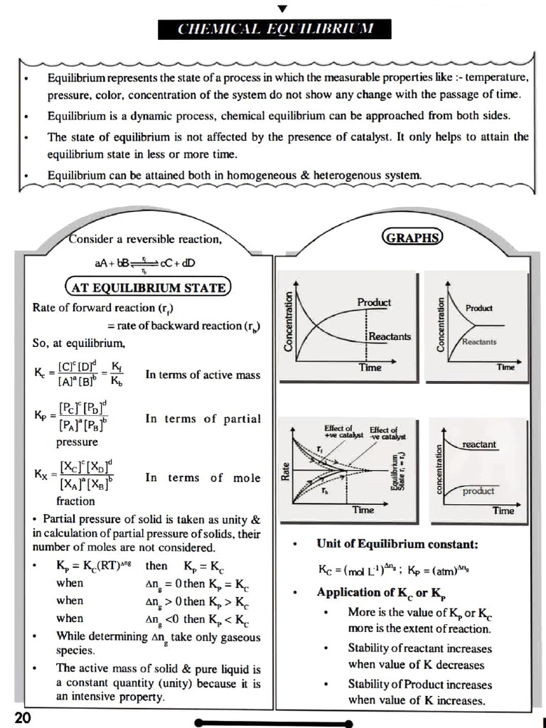 Chemical Equilibrium Till Till UT 3 Portions Only | PDF | Chemical ...
