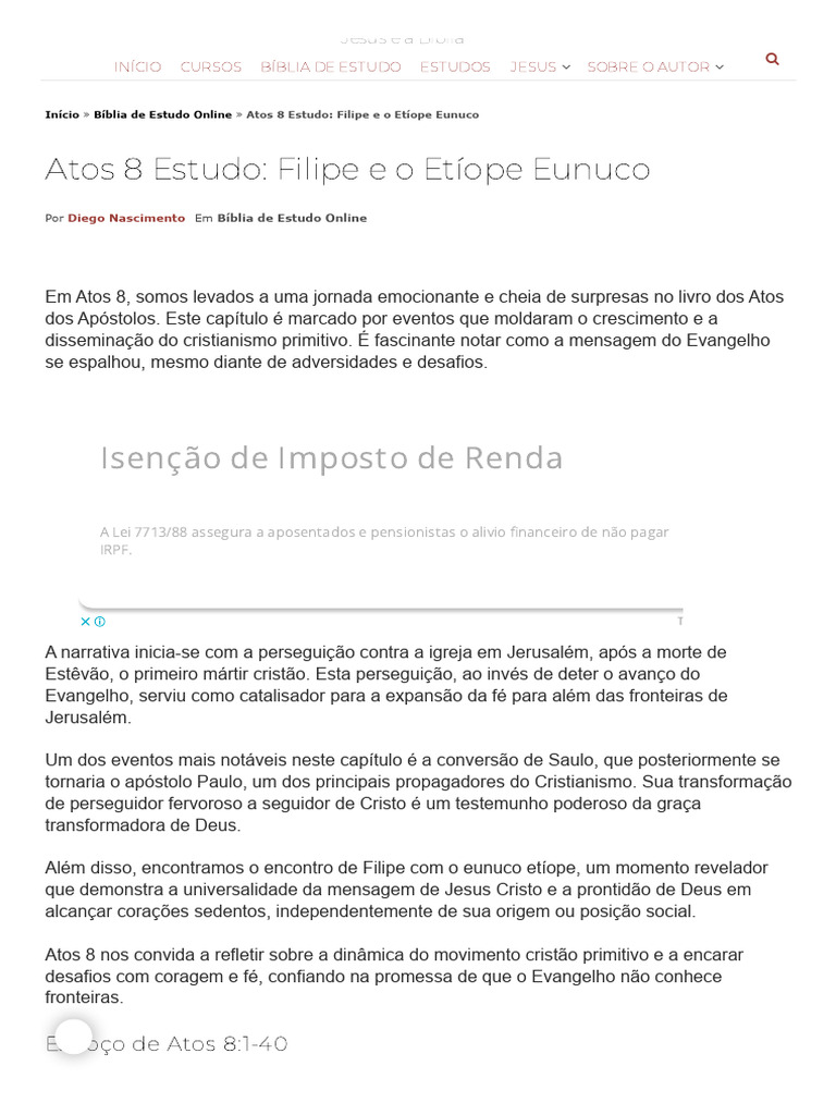 Estudo de Atos 8: Filipe e o Eunuco | PDF | Atos dos apóstolos | Jesus
