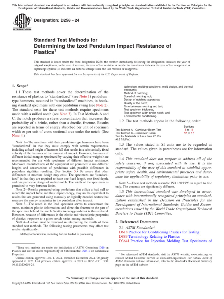 Astm D256-24 | PDF | Fracture | Ductility