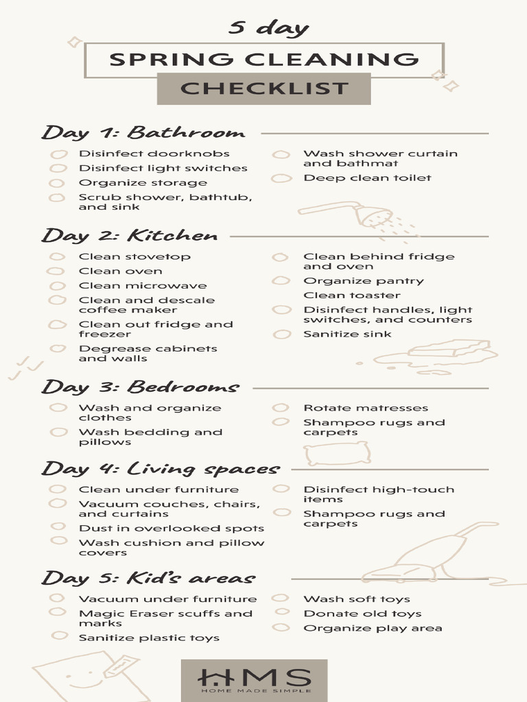 Printable Spring Cleaning Checklist | PDF