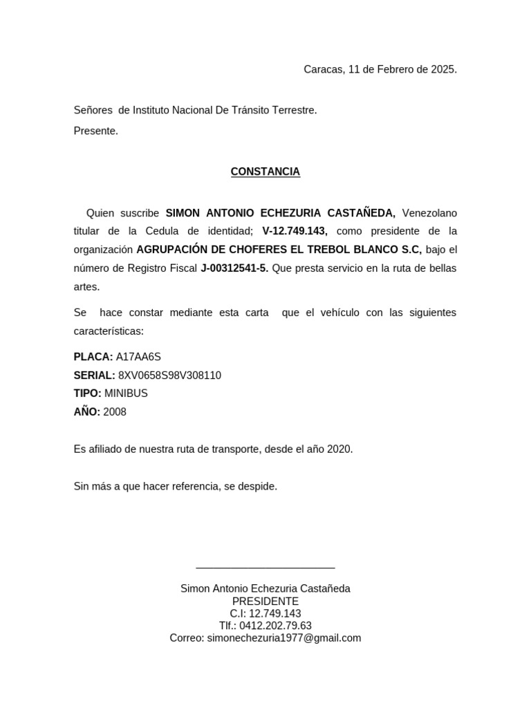 Carta Intt Cambio de Uso | PDF