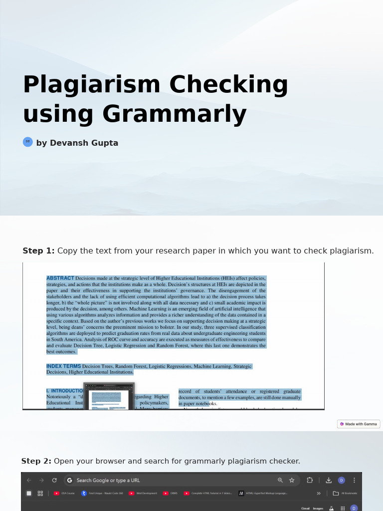 Plagiarism Checking Using Grammarly (1) | PDF