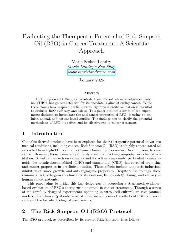 Evaluating The Therapeutic Potential of Rick Simpson Oil RSO in Cancer ...