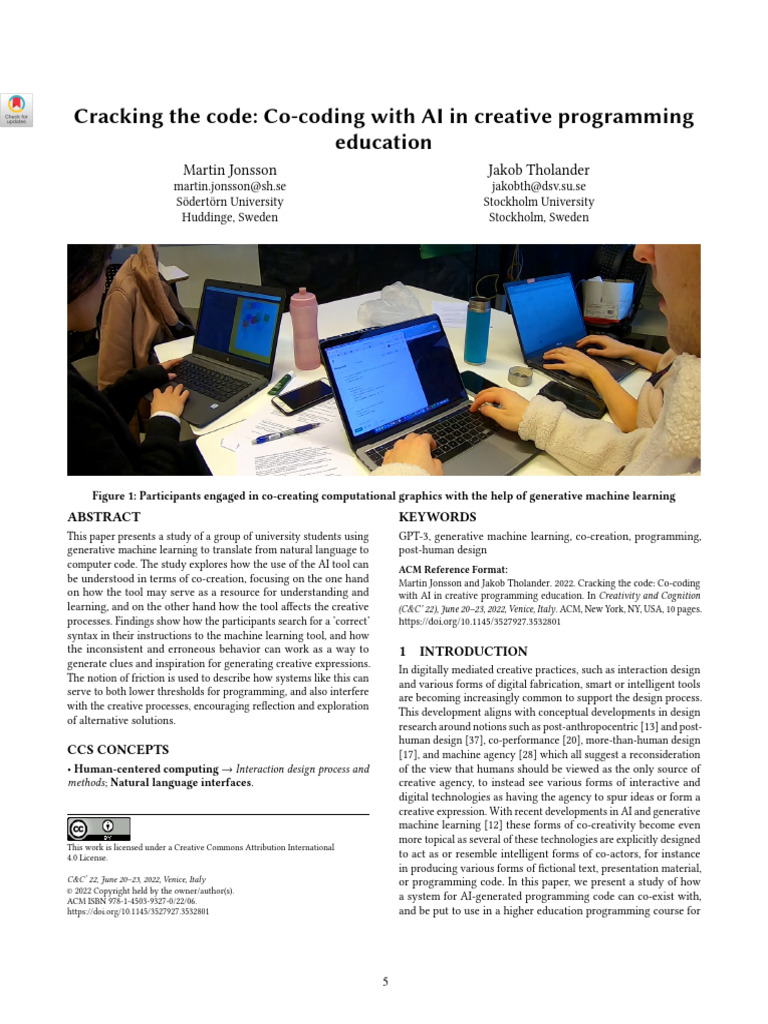 Cracking The Code - Co-Coding With AI An Creative Programming Education | PDF | Computer ...